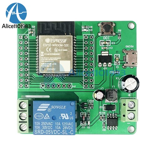 DC7V-60V LED ESP32-WROOM-32E Development Board Single Relay Module 4M ...