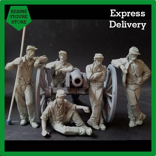 1/24 5pcs Resin Figure Kit Confederate Artillery Crews Guns American CW ...