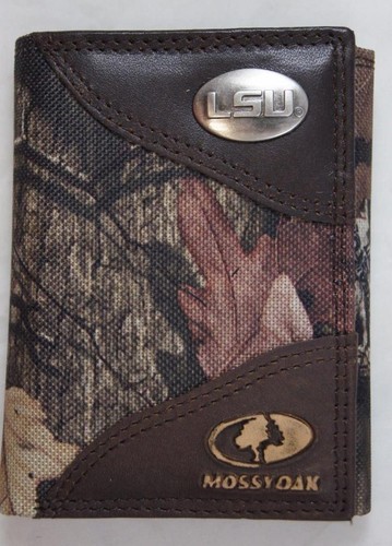 ZEP PRO LSU Tigers Mossy Oak Camo Trifold Leather & Nylon Wallet TIN ...