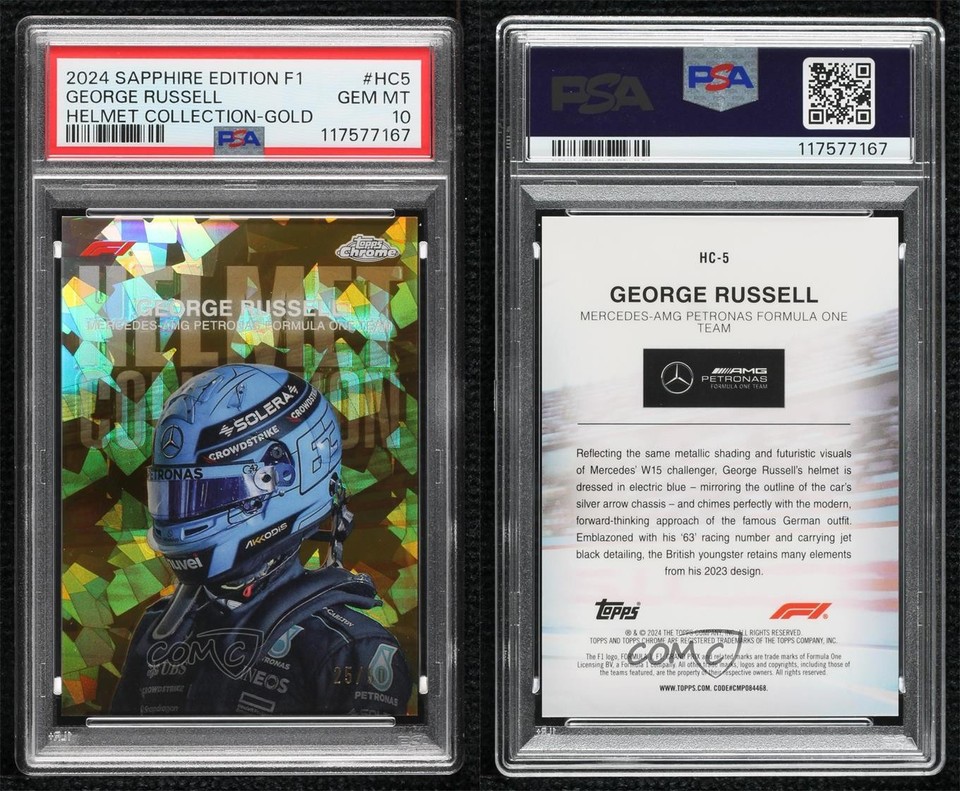 2024 Chrome Sapphire Edition Formula 1 Gold 25/50 George Russell PSA 10 ...