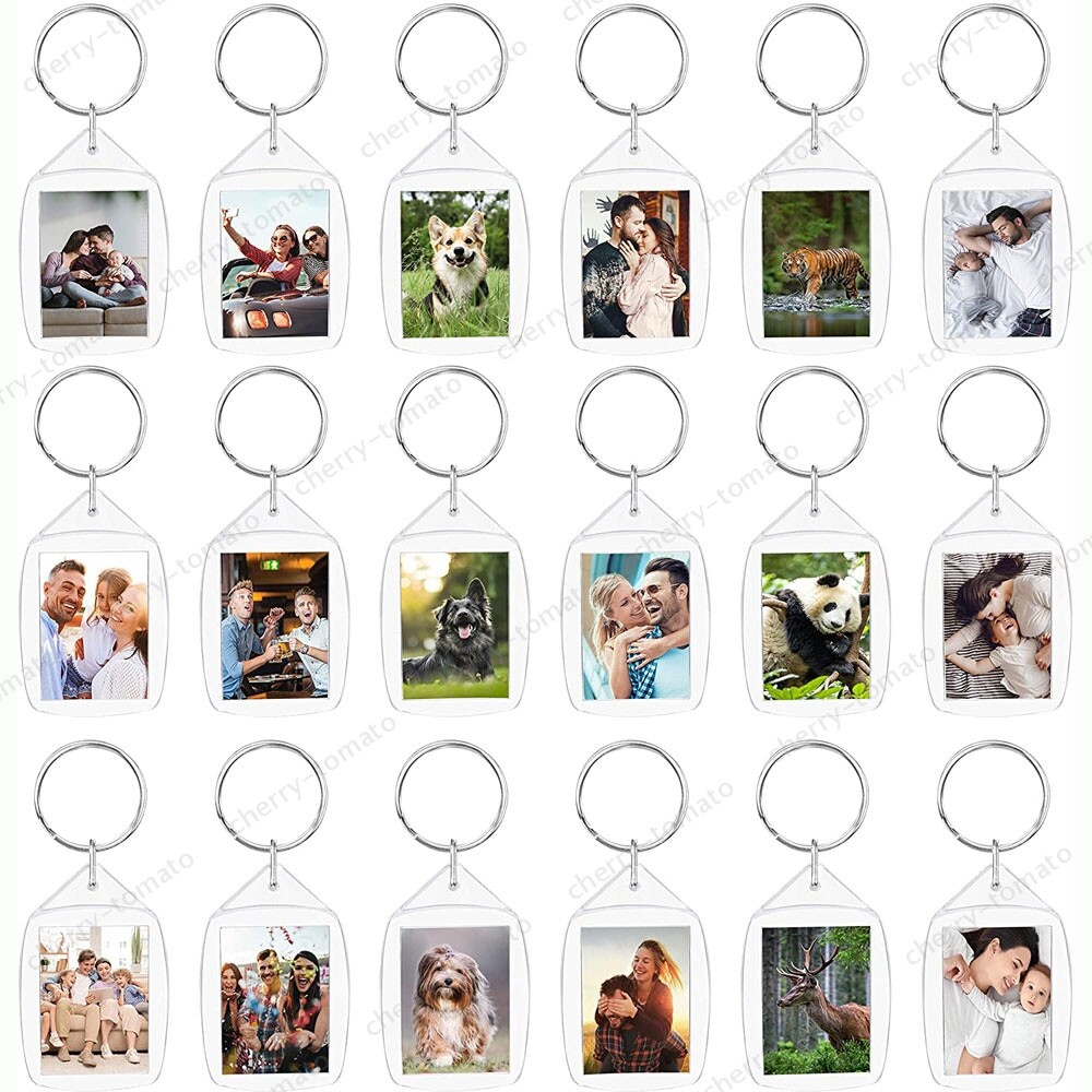 120pcs Clear Acrylic Blank Keyring Photo Insert Frame Keyrings DIY Key ...