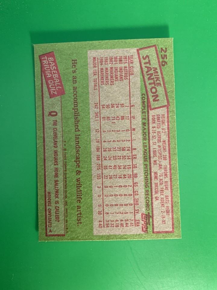 1985 Topps Mike Stanton #256 Seattle Mariners | eBay