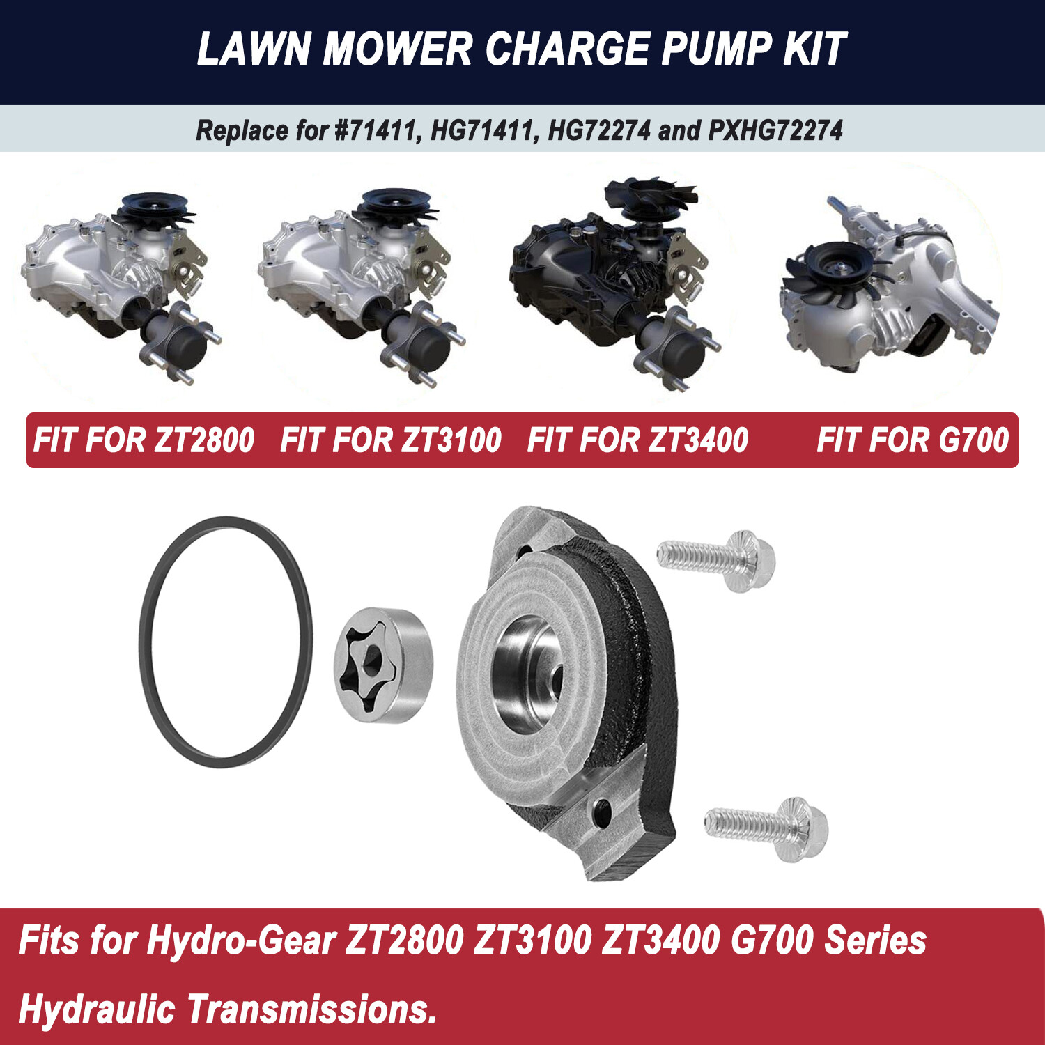 Transmission Charge Pump Kit Replace for Hydro-Gear 72274 for ZT2800 ...