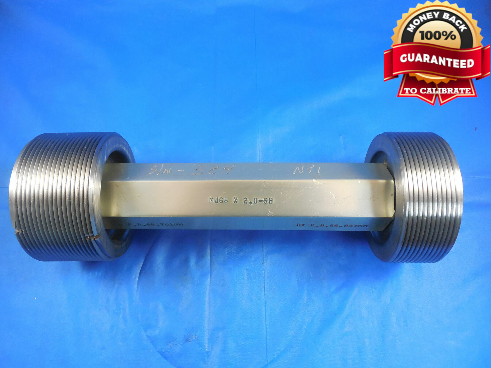 MJ68 X 2 6H METRIC THREAD PLUG GAGE M68 2.0 GO NO GO P.D.'S = 66.701 ...