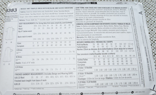 Simplicity Sewing Pattern 8383 H5 Misses' Knit Trapeze Flowy Dress S6 ...