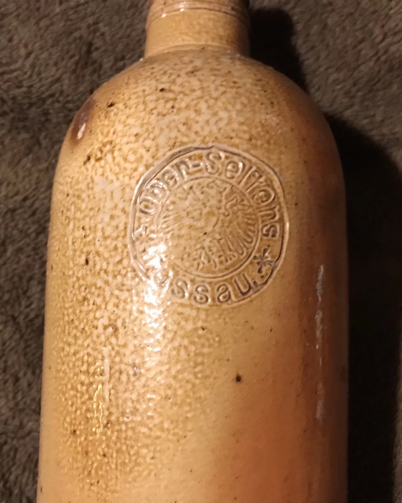 ANTIQUE German Clay Stoneware Mineral Water Bottle HERZOGTHUM NASSAU ...