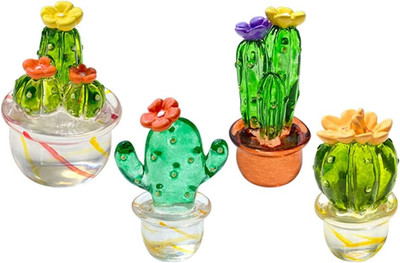 4PCS Handmade Mini Resin Cactus Cute Miniature Cacti Figurines Home ...