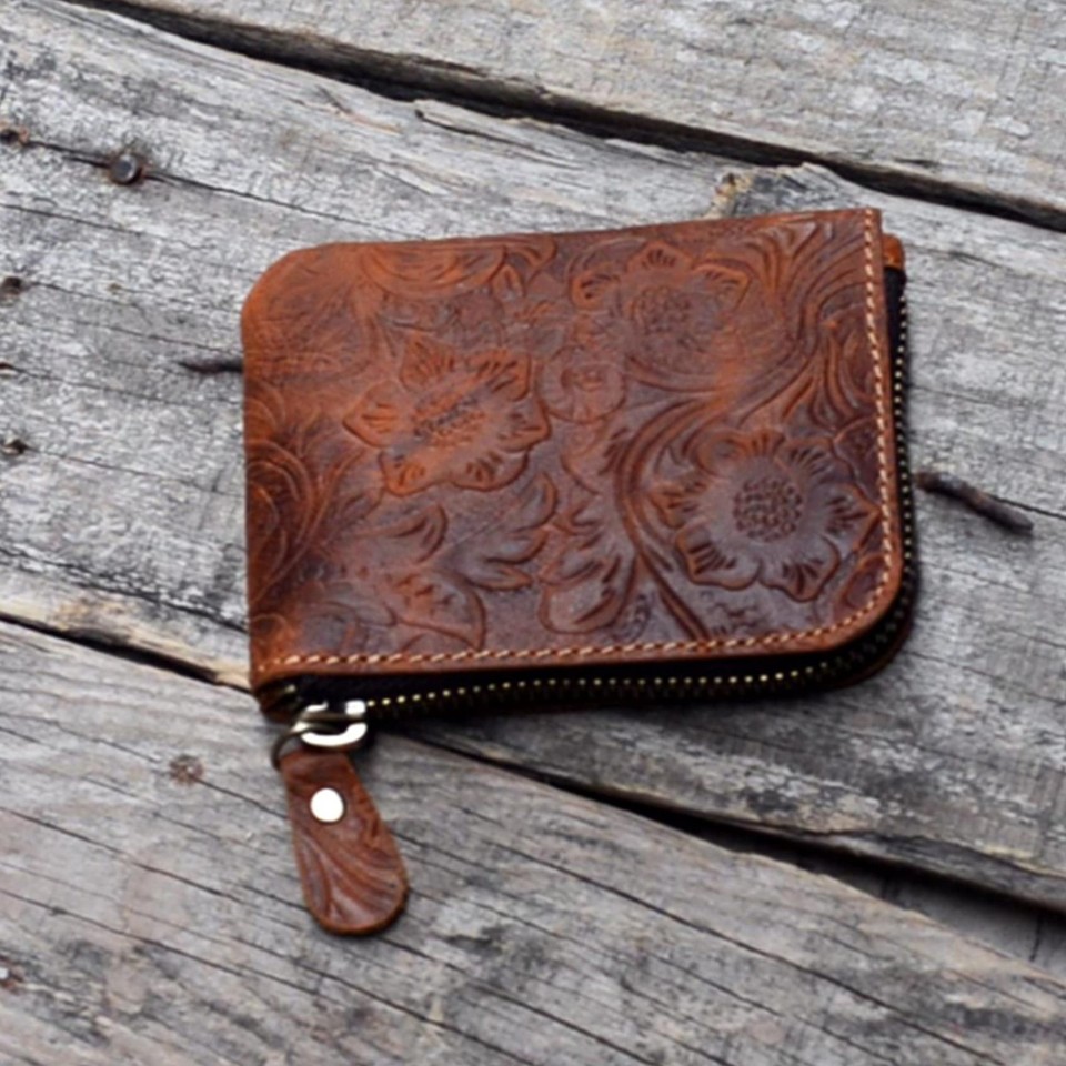 Genuine Leather Zipper Coin Purse Wallet With Key Car Smart Holder ...
