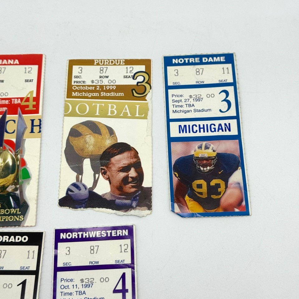 University Michigan Wolverines Football Ticket Stubs Lot (6) 1997-1999 ...