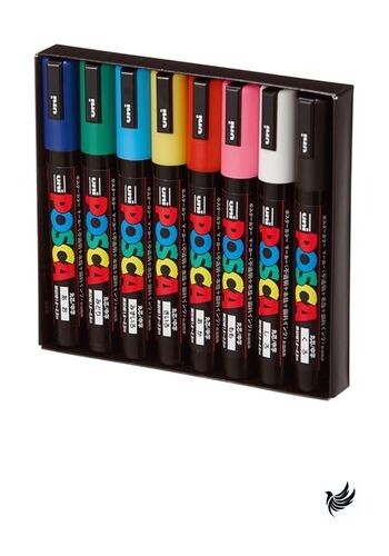 Posca Acrylic Paint Marker Set 8 Colors with Medium Size Tips PC5M8C | eBay