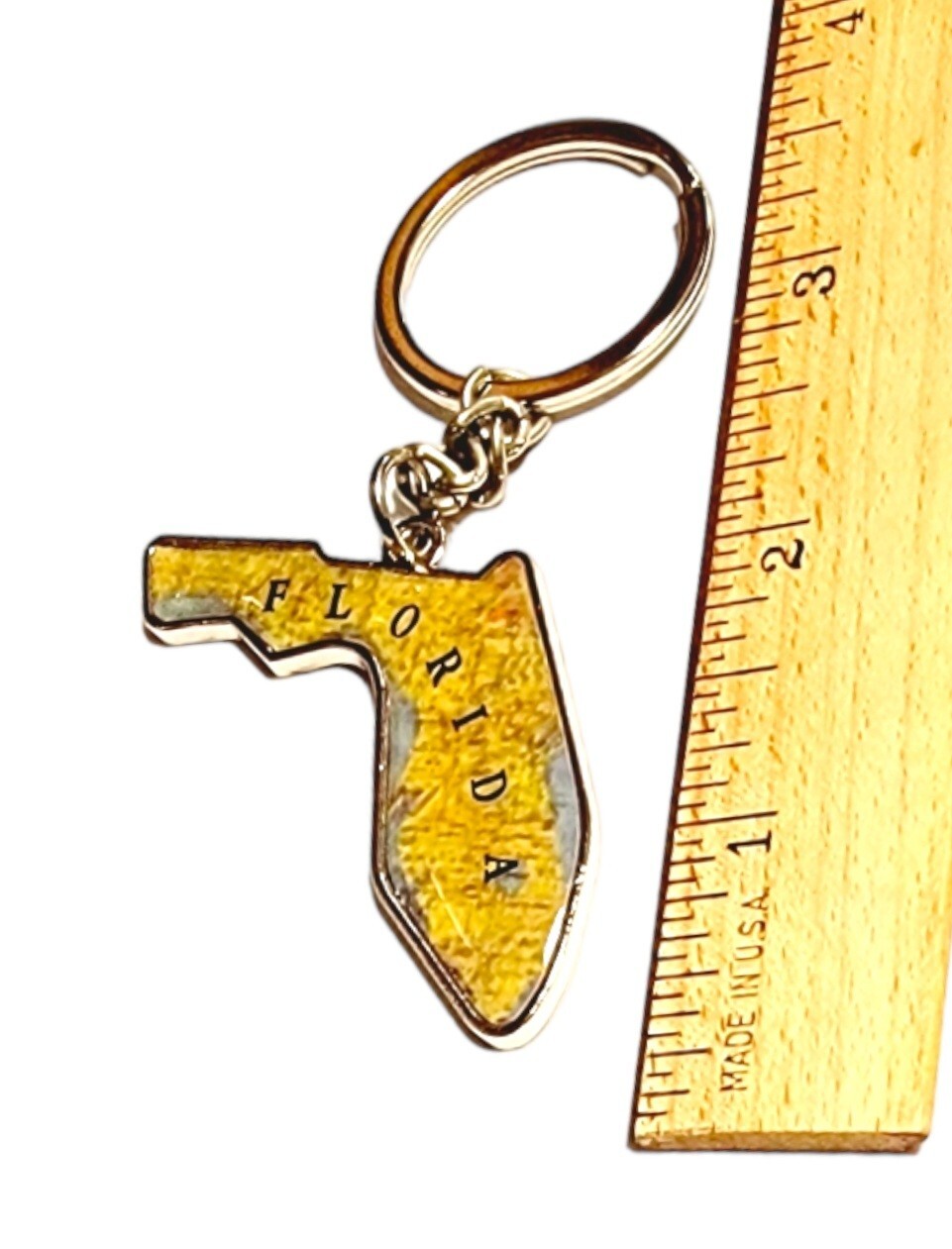 Vintage Florida Keychain State Map Shape Souvenir Silvertone Metal ...