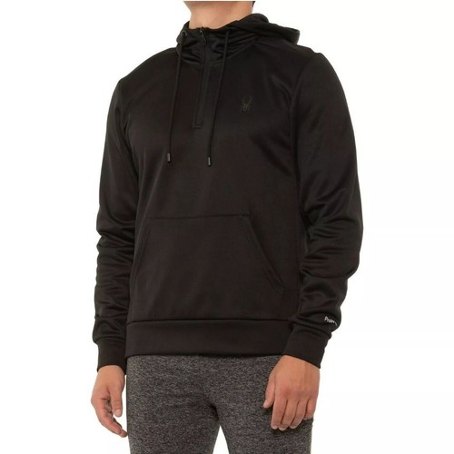 Spyder Active ProW B Black Hooded Full Zip Men's High Neck Sweatshirt ...