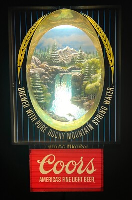 Rare Vintage COORS Beer Colorado Rockies Waterfall MOTION Bar Light ...