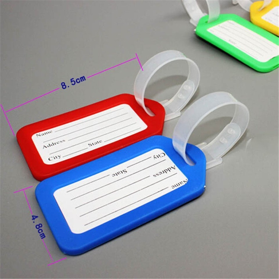 10 Travel Luggage Bag Tag Plastic Suitcase Baggage Office Name Address ...