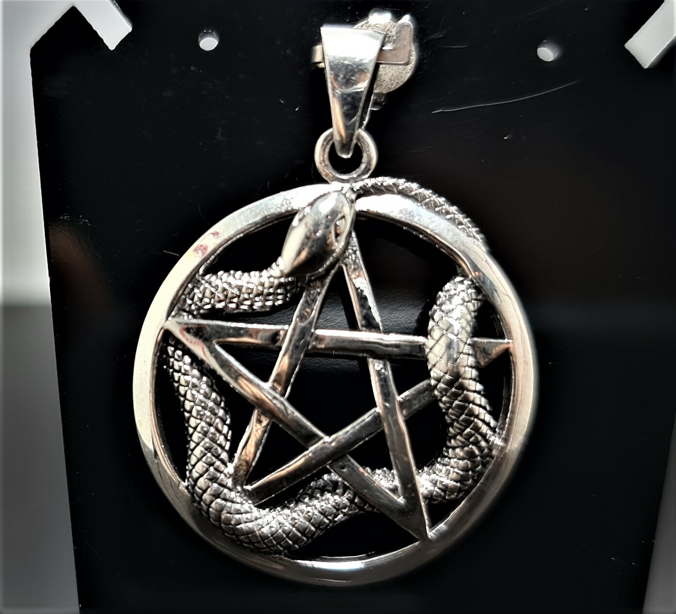 Pentacle Snake 925 Sterling Silver Pendant Pentagram Star Occult Sacred ...