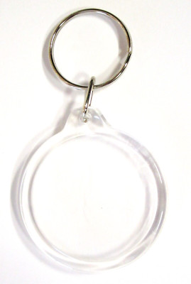 ROUND SHAPE Blank Photo Holder Keyring Acrylic Plastic Key Ring Chain ...