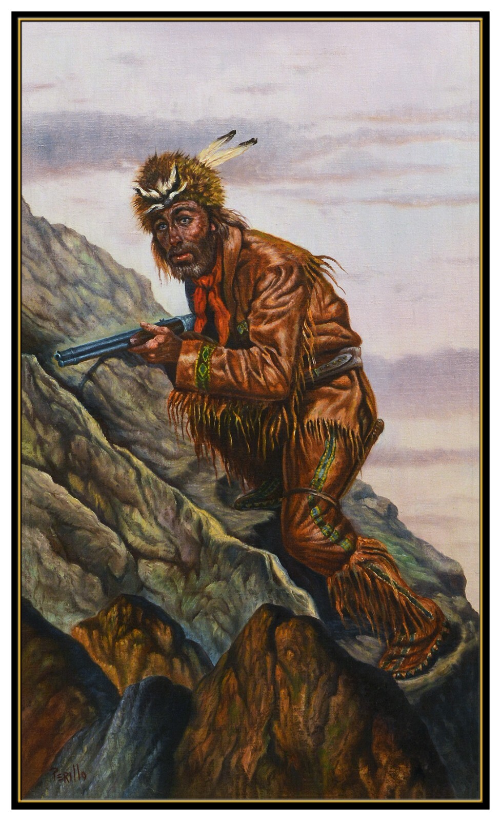 Gregory Perillo Original Oil Painting On Canvas Signed Western Framed ...