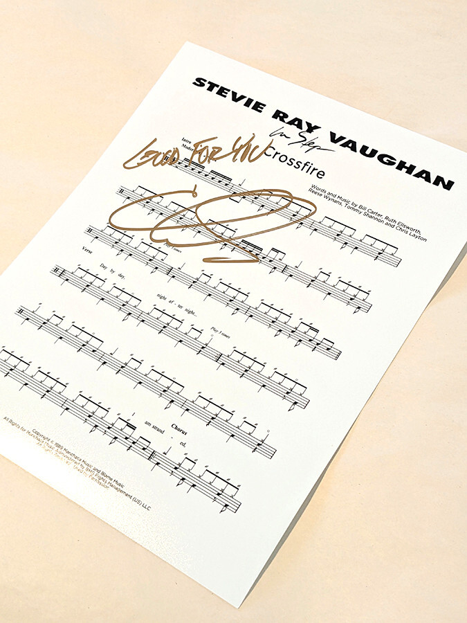 CHRIS LAYTON DOUBLE TROUBLE signed 8x10 DRUM CHART photo STEVIE RAY ...