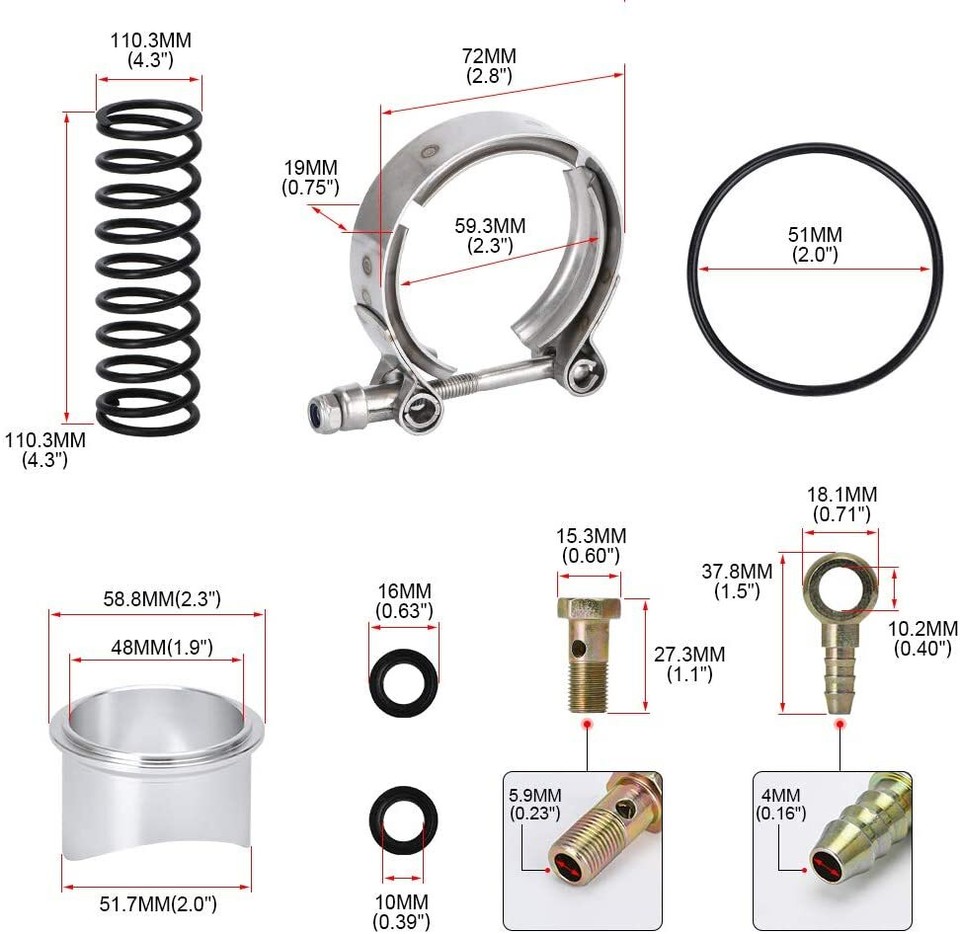 Blow Off Valve (BOV) 50mm Up to 35PSI - 6PSI + 18PSI Springs Boost ...