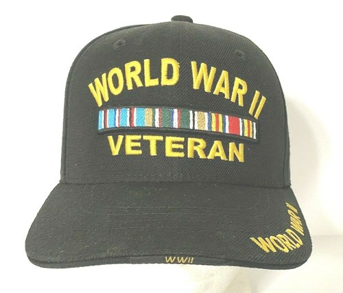 Black Embroidered World War II Veteran Cap Hat - NEW | eBay