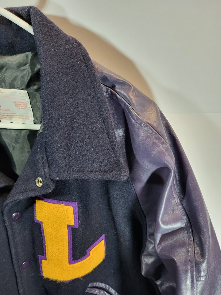 LSU Tigers Lettermen's Jacket 46 Long Made in USA Wool Leather 90s ...