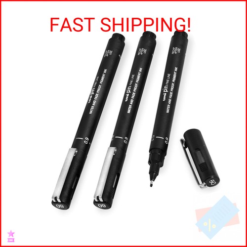 Uni Pin Fineliner Drawing Pen - Black Ink - 0.9mm Nib - Pack of 3 | eBay