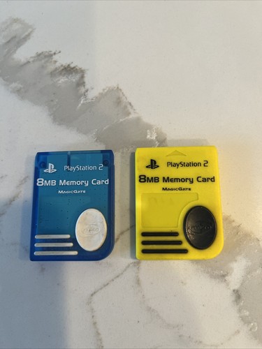 Lot of 2 Official Genuine OEM Sony PlayStation 2 PS2 Memory Cards 8MB ...