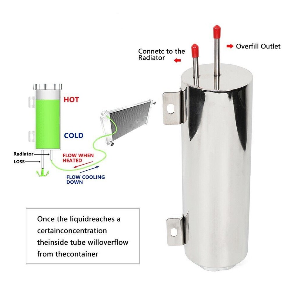 3"x 16" Polished Stainless Steel Radiator Coolant Overflow Catch Puke ...