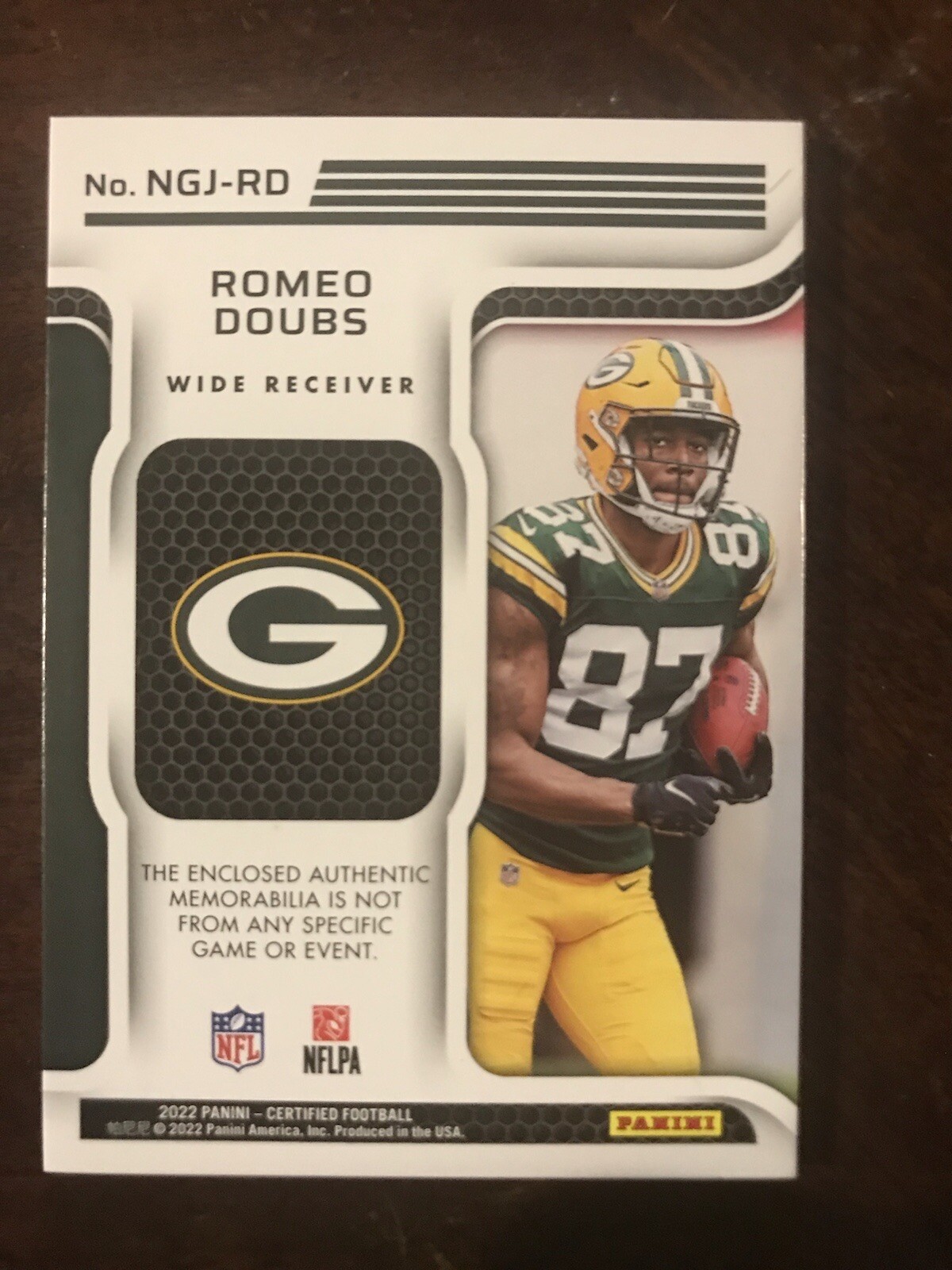 2022 Panini Certified - New Generation Jerseys Romeo Doubs #NGJ-RD ...