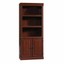 Cherry Finish 5 Shelf Bookcase Doors Bookshelf Book Case Shelves Hidden ...