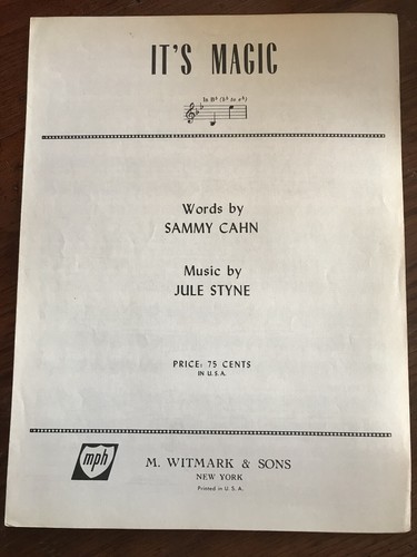 1958 "IT'S MAGIC" Sheet Music by Sammy Cahn & Jule Styne | eBay