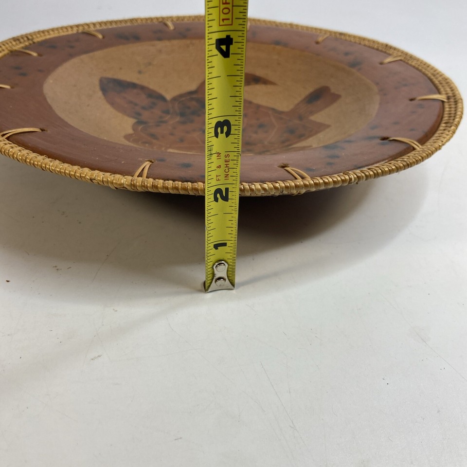 Turtle Design Redware Pottery Basket Weave Edge Trim Collector Bowl 10. ...