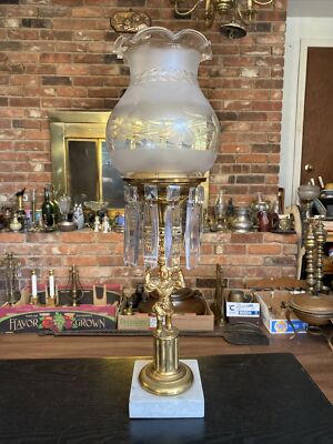 Antique W.F. Shaw 1850s Brass Astral Solar Oil Lamp With Shade, Never ...