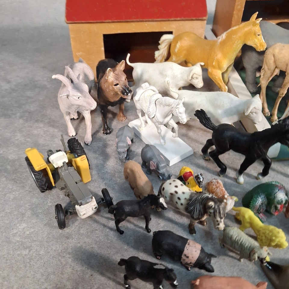 Vintage Farm Toys Job Lot Animals Tractors Barns Inc Britains Schleich ...