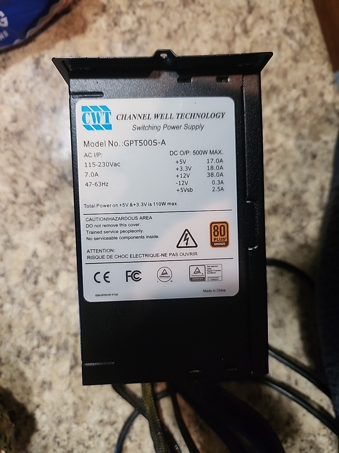 Channel Well Technology Cwt 500w PSU Power Supply Gpt500s-a OEM Genuine ...
