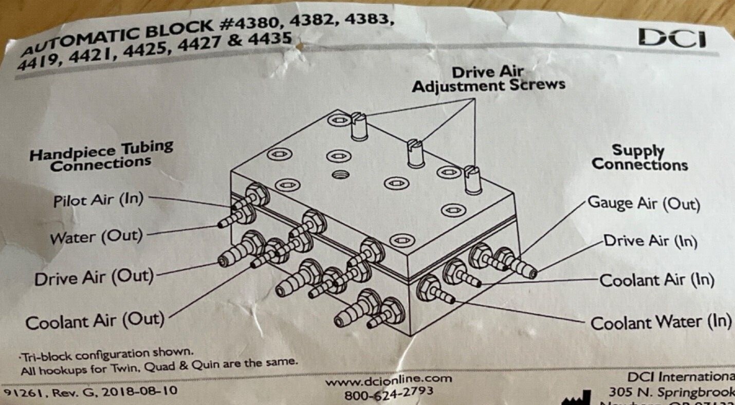 DCI Dental 4421 Automatic Tri Block Assembly with Std. Adjustment ...