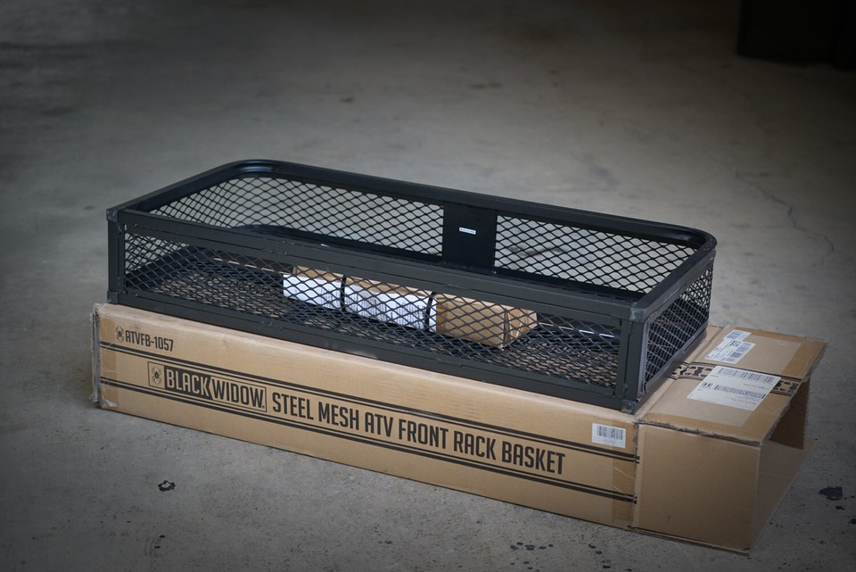 Black Widow Universal Deluxe Steel Mesh Rack for ATV Front Rack Basket ...