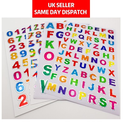 Multi-coloured Letter/Number STICKERS For School Children Reward DIY ...
