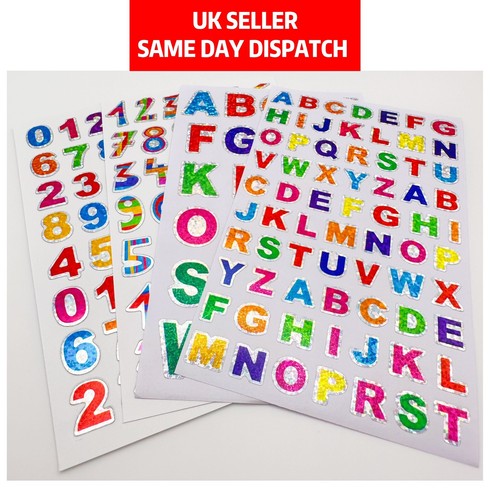 Multi-coloured Letter/Number STICKERS For School Children Reward DIY ...