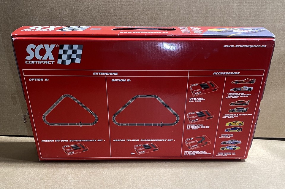 SCX Compact Nascar Tri-Oval SuperSpeedway 1:43 Slot Racing Set Kenseth ...