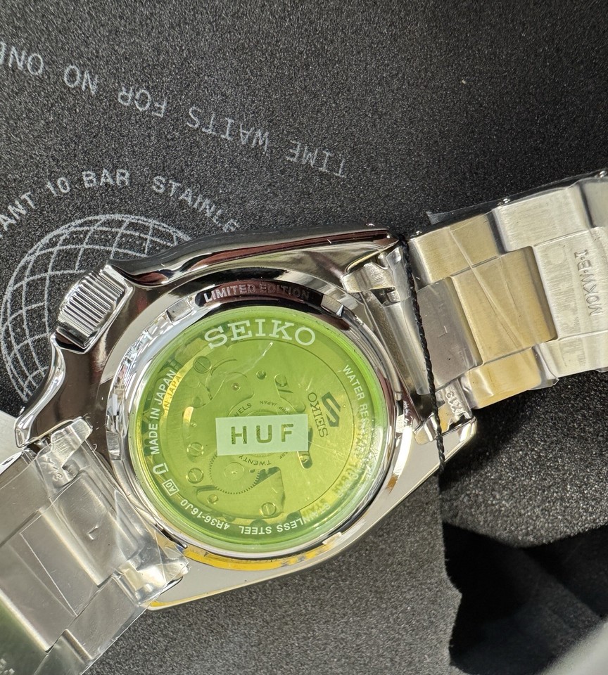 Seiko 5 Automatic Silver Dial Men's HUF Limited Edition Watch SRPL33 ...