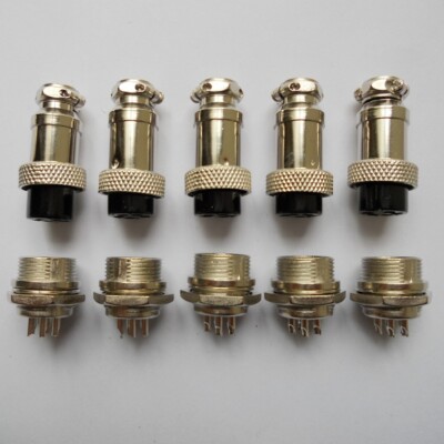 5pcs Aviation Plug Male Female Wire Panel Metal Connector 16mm 5 pin ...