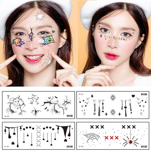 Party Decorations Face Stickers Halloween Tattoo Stickers Body Art Long ...