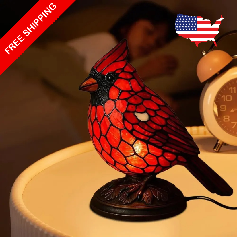 Cardinal Lamp Red Resin Birds Night Light Handmade Resin Table Lamp W ...