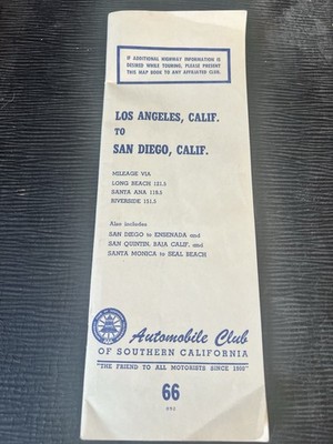 Vintage AAA Los Angeles to San Diego Strip Map Booklet Automobile Club ...