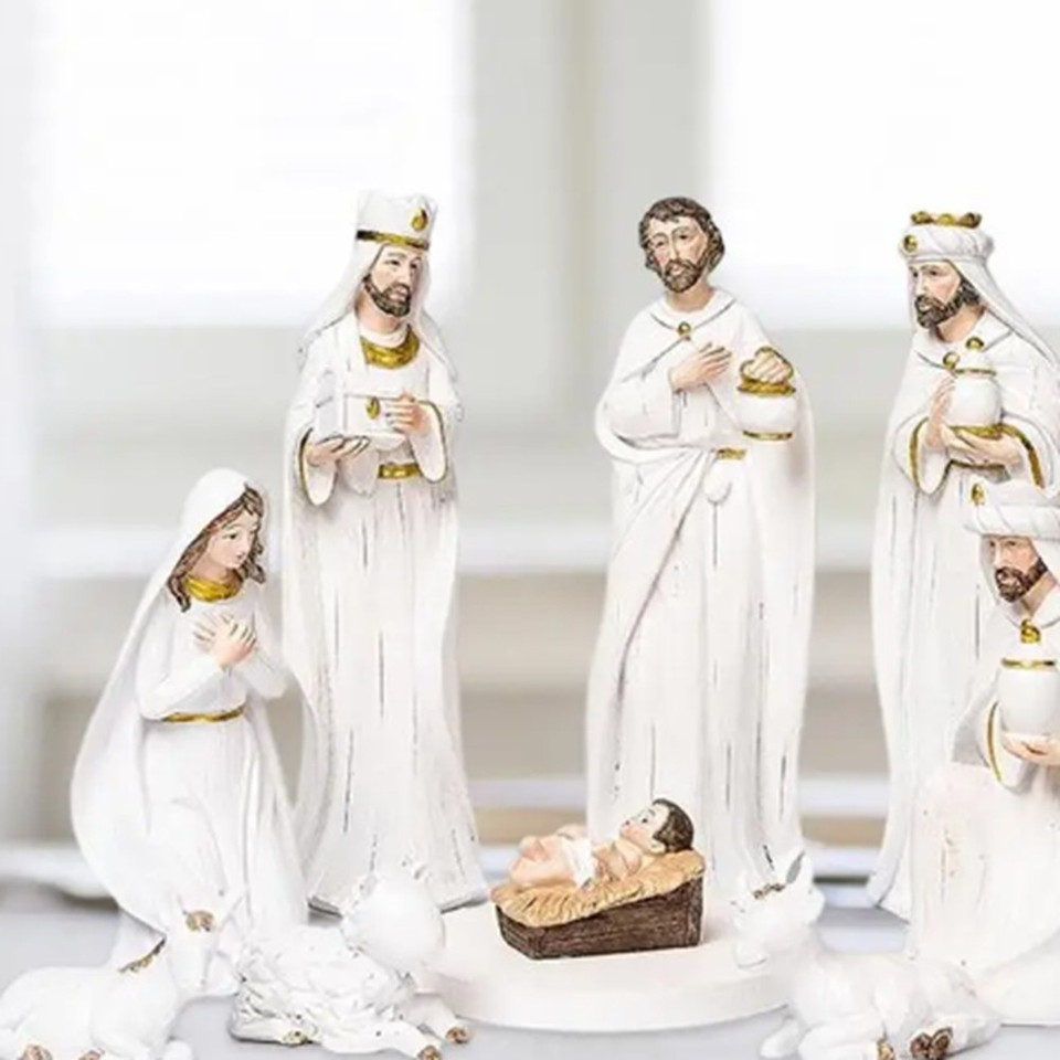 Christ Nativity Statue Nativity Scene Set Christmas Crib Statue ...