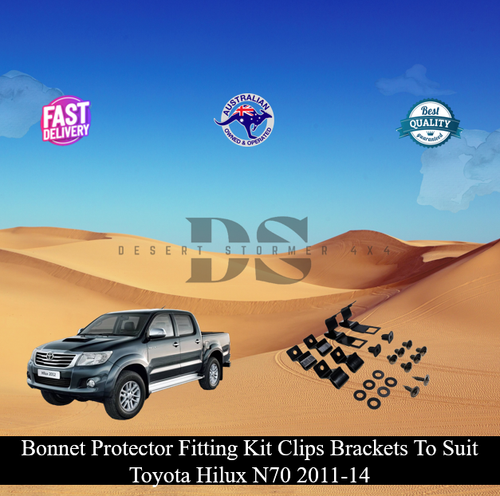 Bonnet Protector Fitting Kit Clips Brackets To Suit Toyota Hilux N70 ...
