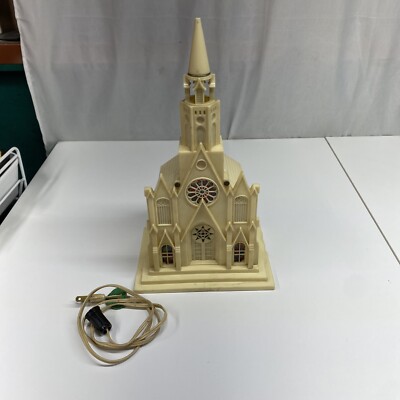 Vintage RayLite Plastic Stained Glass Church Music Box Oh Come All Ye ...