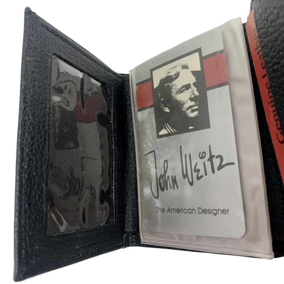 John Weitz Collection Mens Leather Exterior Black Trifold Wallet New ...