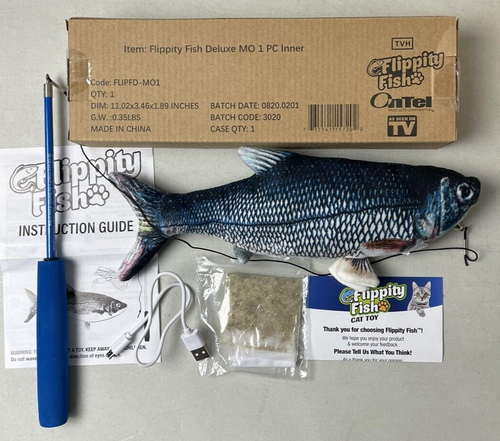 Flippity Fish Deluxe Cat Toy As Seen on TV Motion Activated Interactive ...